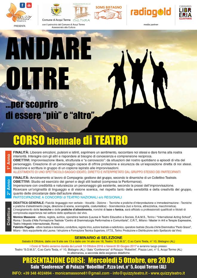 VUOI “ANDARE OLTRE”? I CORSI DI QUIZZY TEATRO. L’APPUNTAMENTO E’ PER IL ...