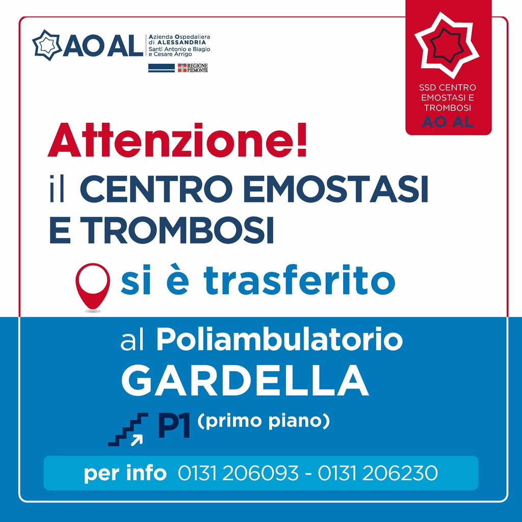 Centro Emostasi e Trombosi: da oggi spostato al Gardella